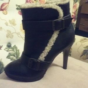 Target | Shoes | Target Black Boots With White Faux Fur | Poshmark